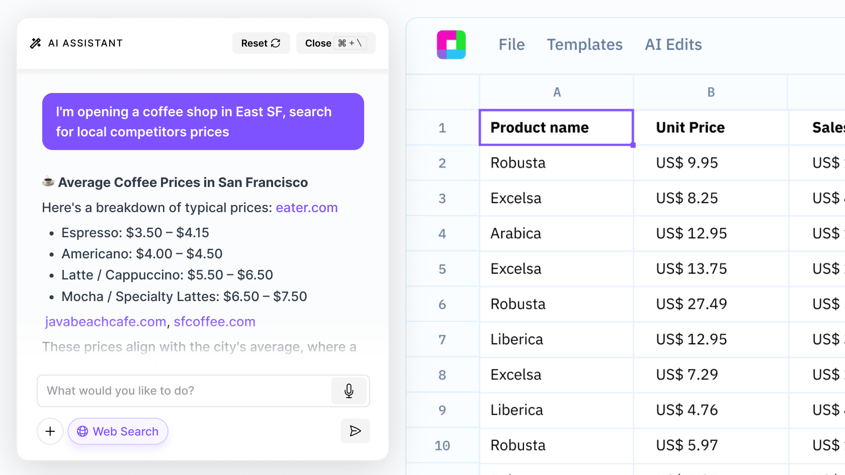Web Search, meet Sourcetable